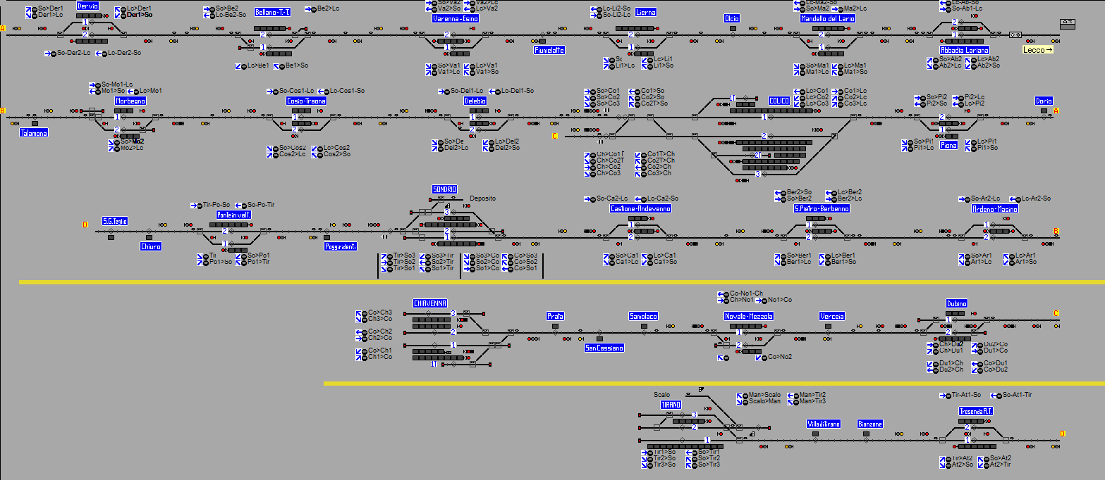 La linea è a binario singolo, con varie stazioni dove è possibile ...
